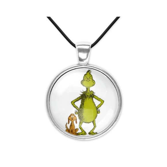 Hand Crafted | Jewelry | Grinch Movie Retro Art Christmas Glass Pendant ...
